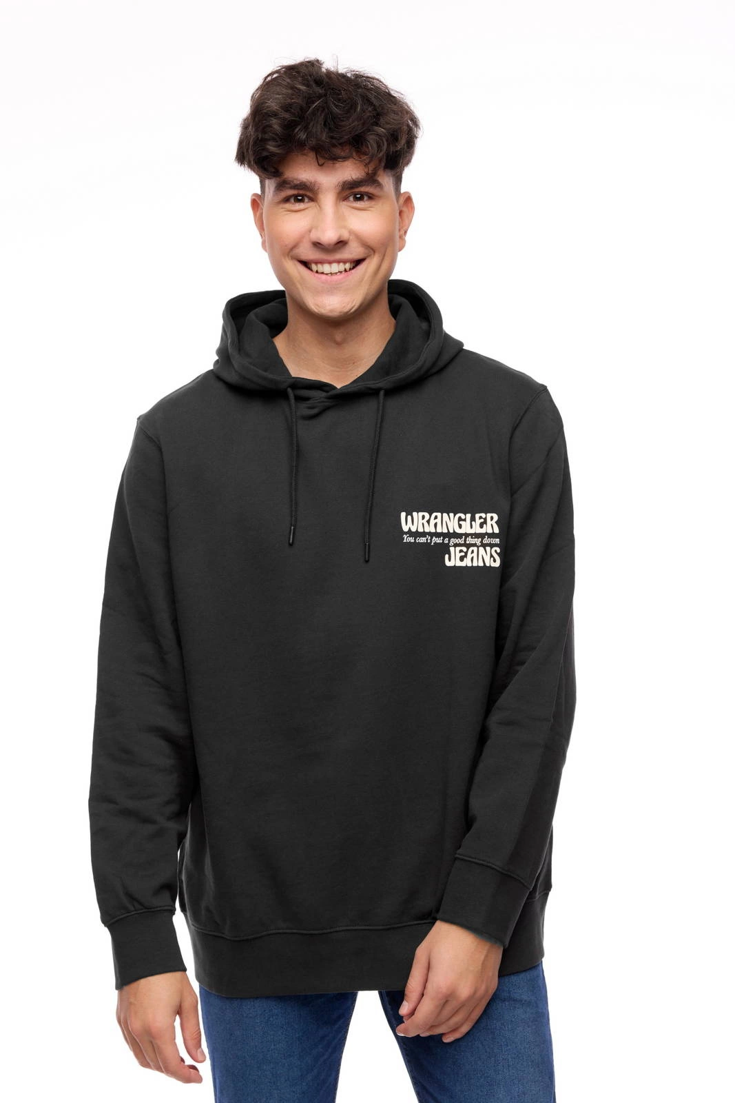 WRANGLER SLOGAN HOODIE FADED BLACK W666ILXV6 - PanJeans.pl